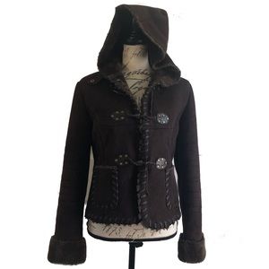 Via Spiga | Jackets & Coats | Via Spiga Faux Suede Leather Hooded ...